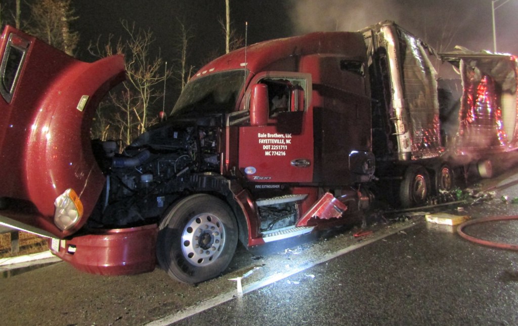 Truck hauling Coca-Cola products destroyed by fire on turnpike