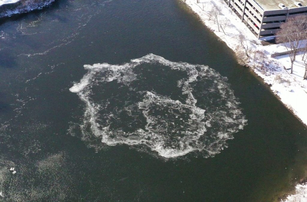 Video: Another Westbrook ice disk appears to be forming in the Presumpscot