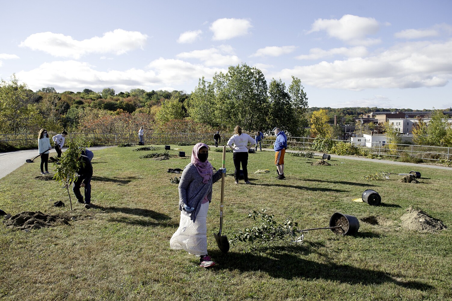 PHOTOS: Lewiston students plant fruit trees in Teisha’s Orchard