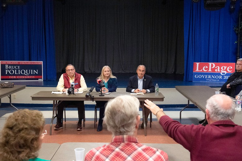 Paul LePage and Bruce Poliquin team up to campaign in Lewiston
