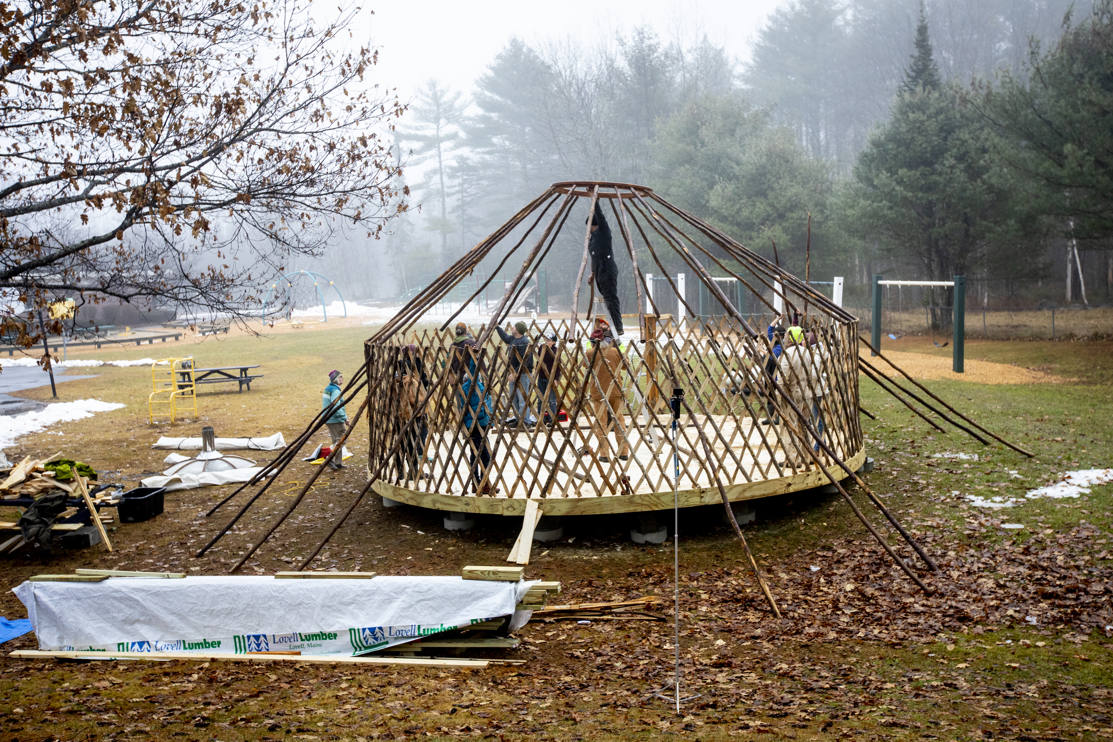 Community helps Woodstock School build a yurt