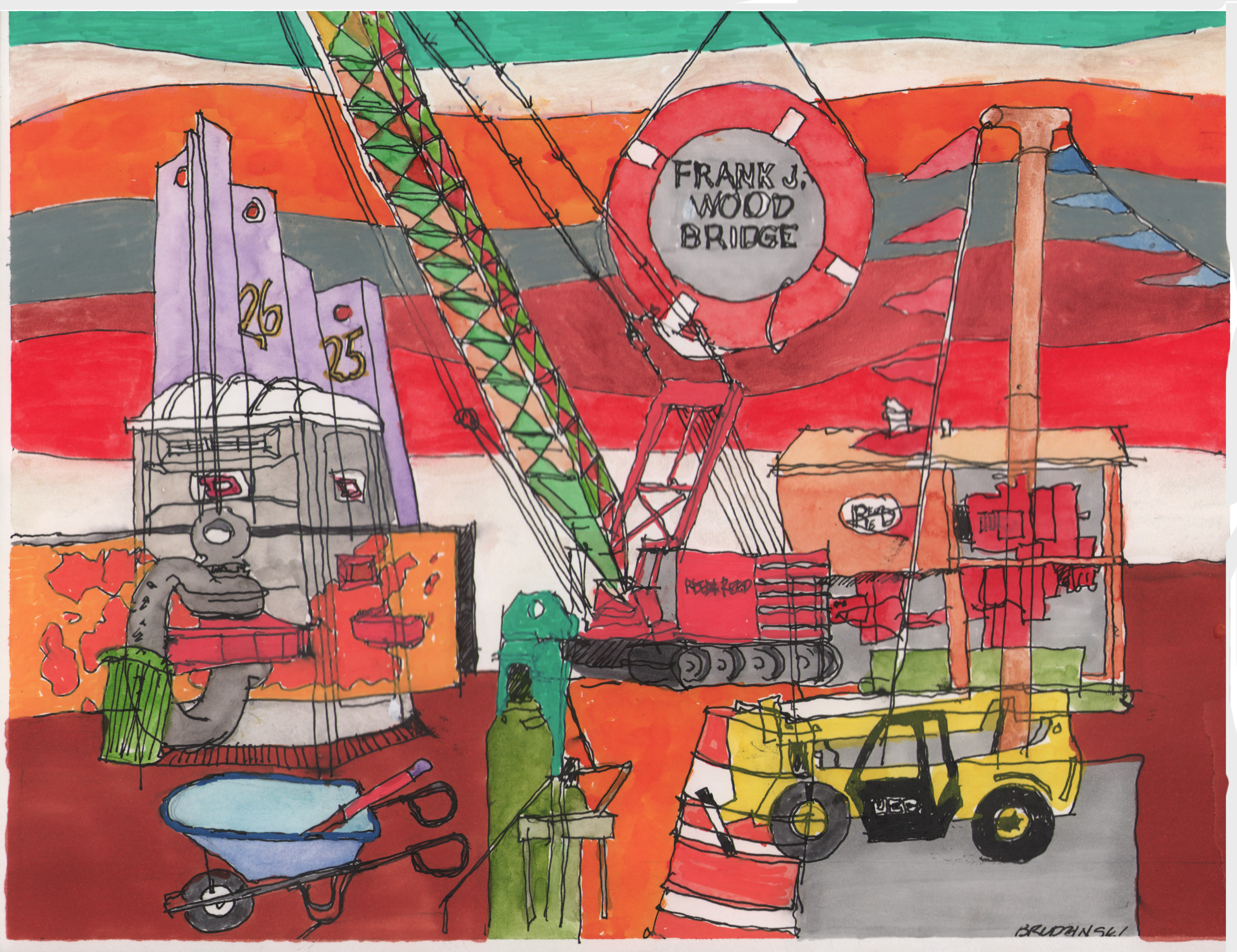 Library art celebrates Brunswick-Topsham bridge
