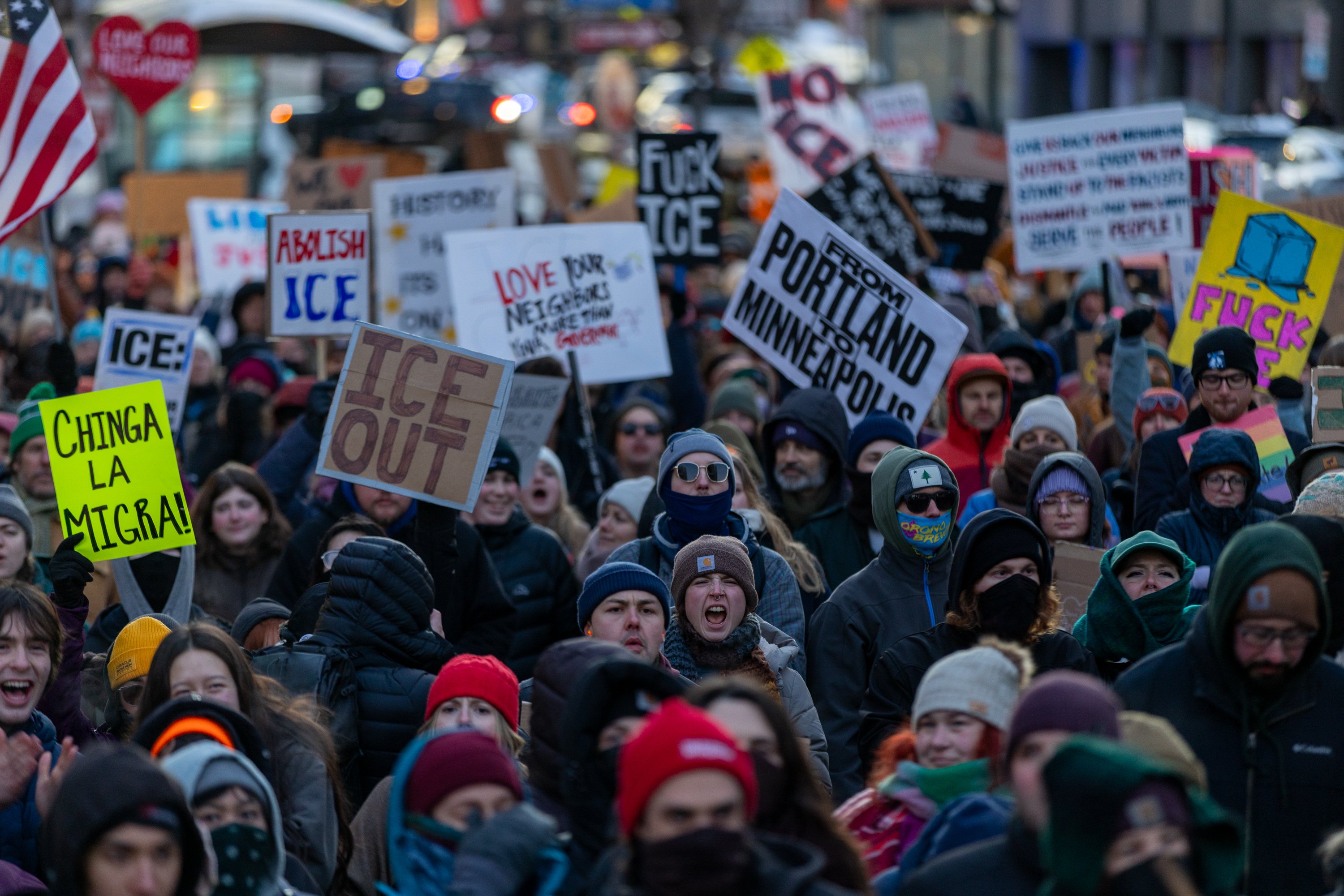 In photos: Thousands gather to protest ICE activity in Maine